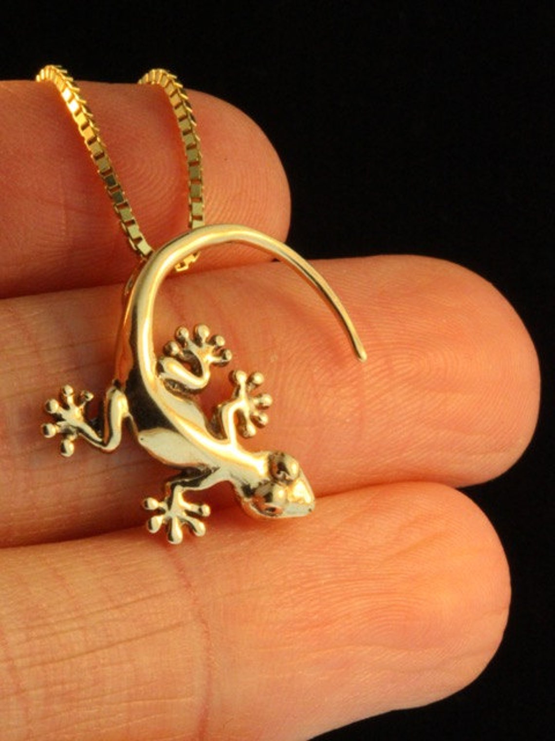 Gecko Necklace Gold 14k Gold Gecko Charm Gecko Pendant - Etsy