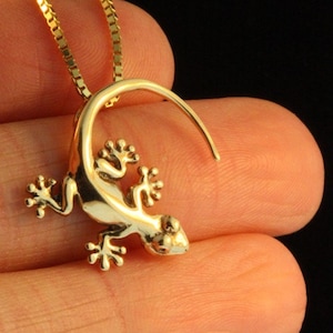 Gecko Necklace Gold - 14k Gold Gecko Charm Gecko Pendant - Gecko ...