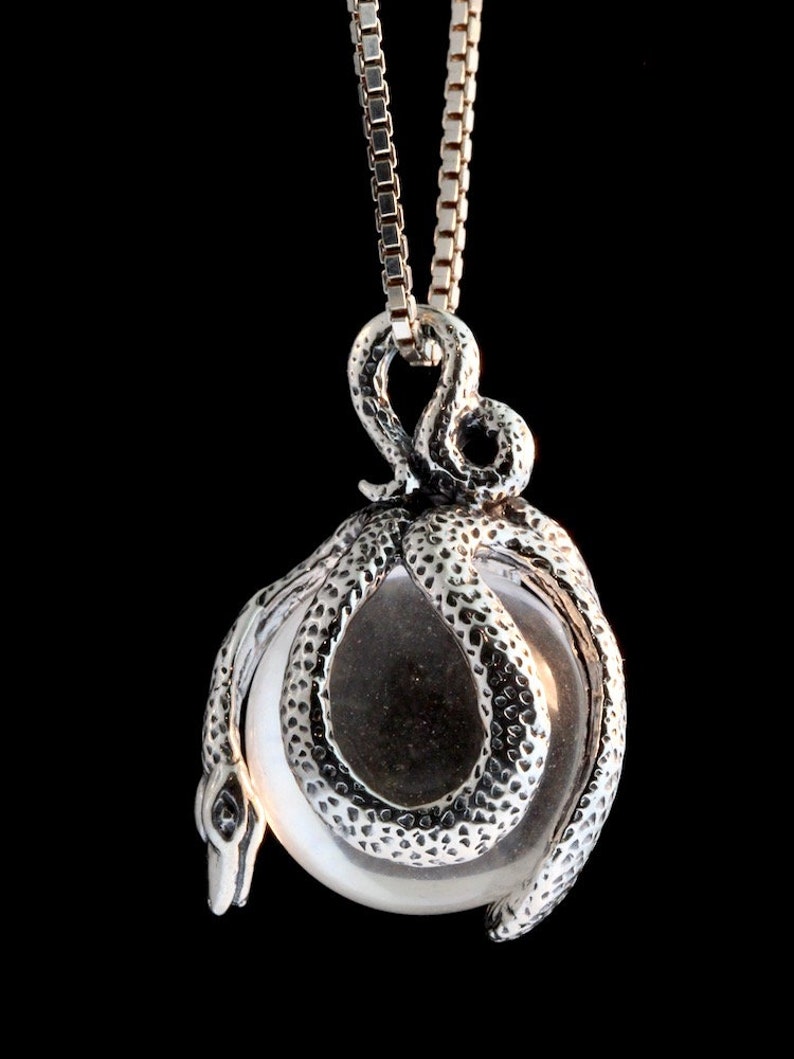 Crystal Snake Orb Pendant Snake Necklace Orb Necklace Gemstone Orb ...