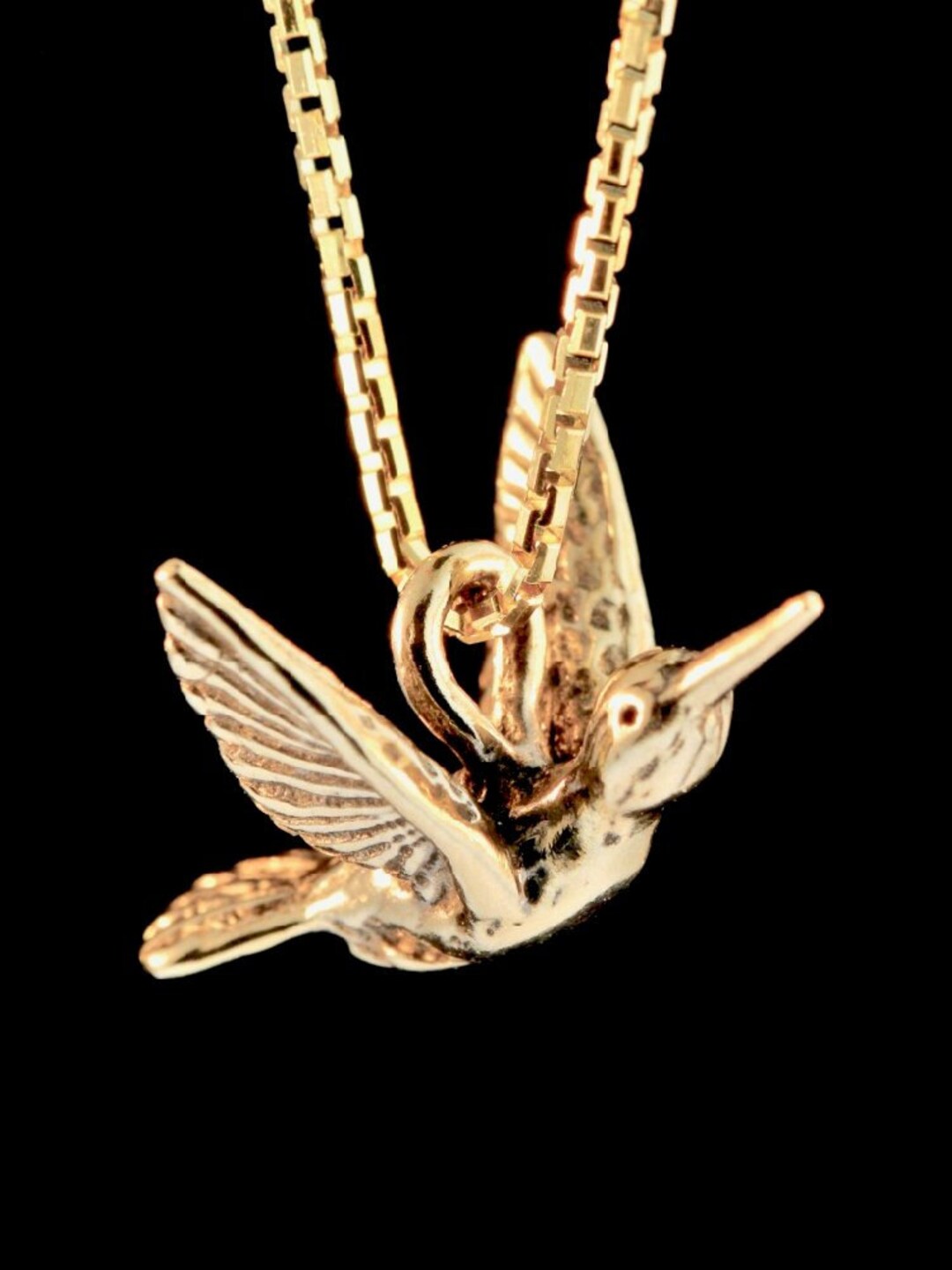 Flitting Hummingbird Charm 14K Gold Hummingbird Pendant Hummingbird ...