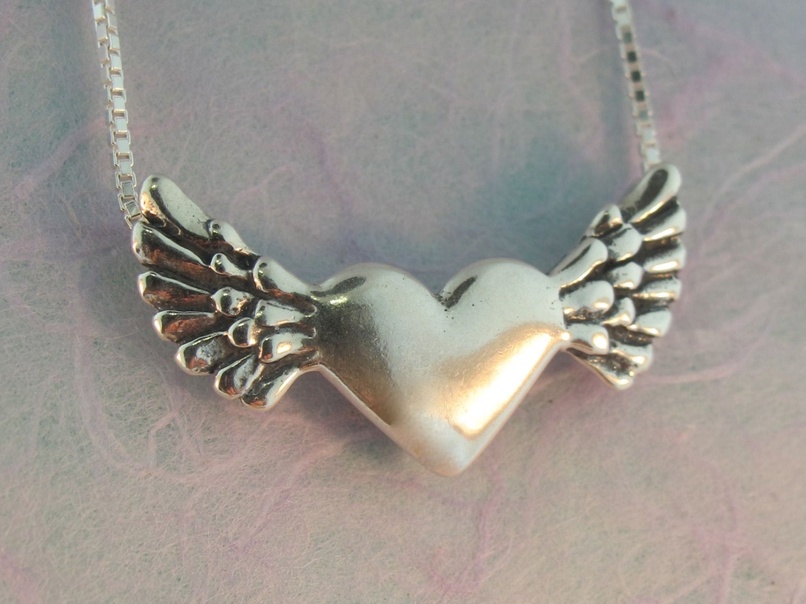 Angel Heart Necklace Angel Heart Charm - Winged Heart Flying Heart ...