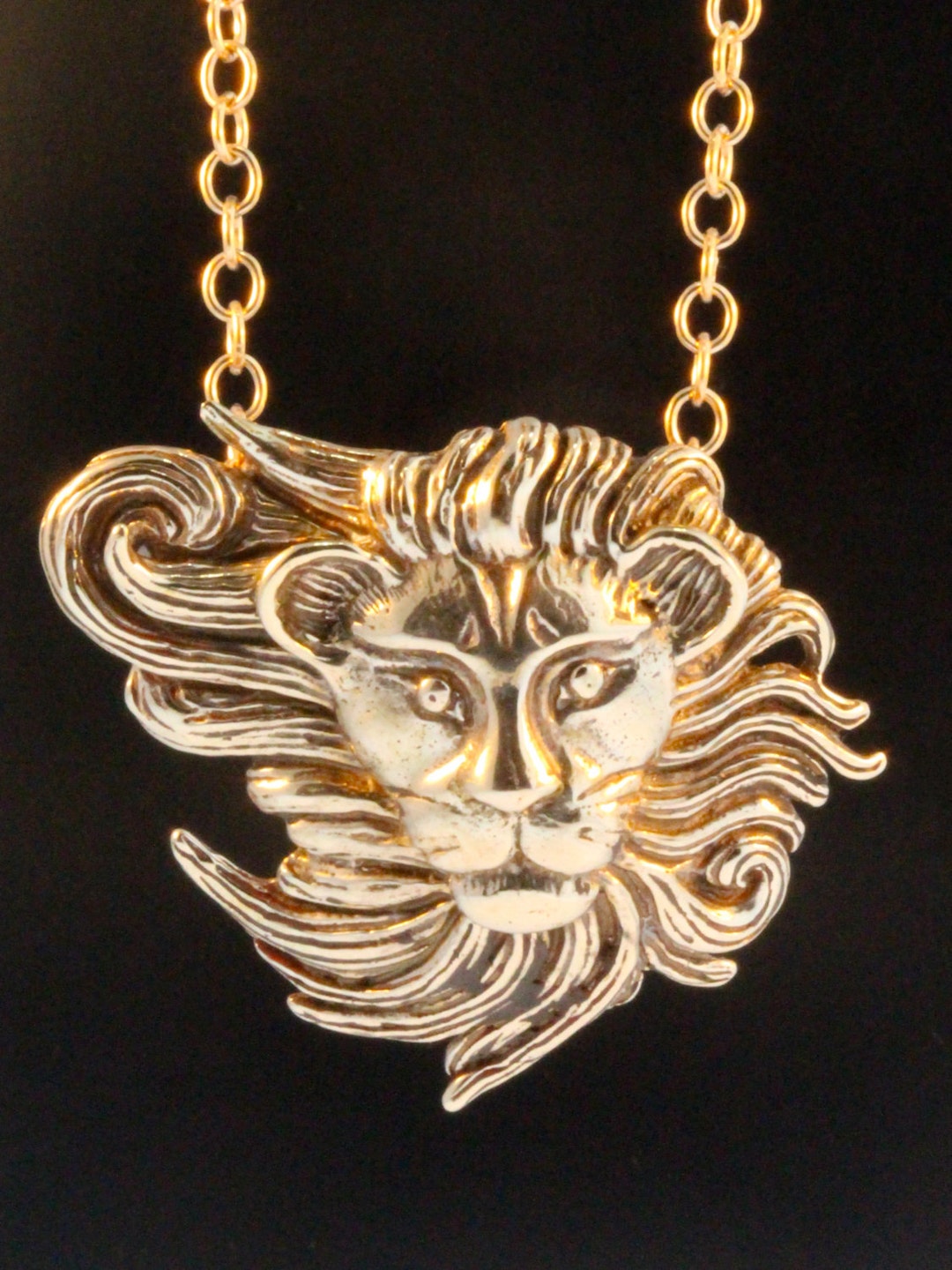Bronze Lion Head Necklace Lion Pendant Lion Jewelry Wind Lion Pendant ...