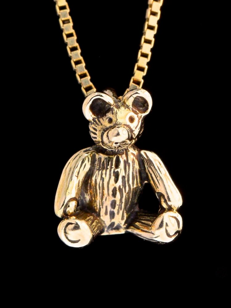 Teddy Bear Necklace 14K Gold Teddy Bear Charm Teddy Bear | Etsy