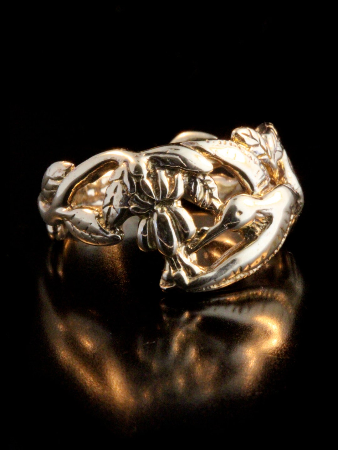 Hummingbird Ring - Solid 14k Gold - Gold Bird Ring - Etsy