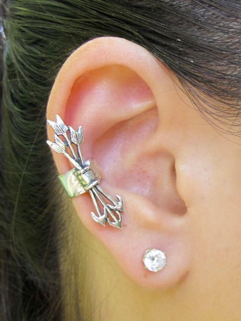 Unique Gift for Woman Gift for Girl Ear Cuff Silver Quiver and Arrow ...