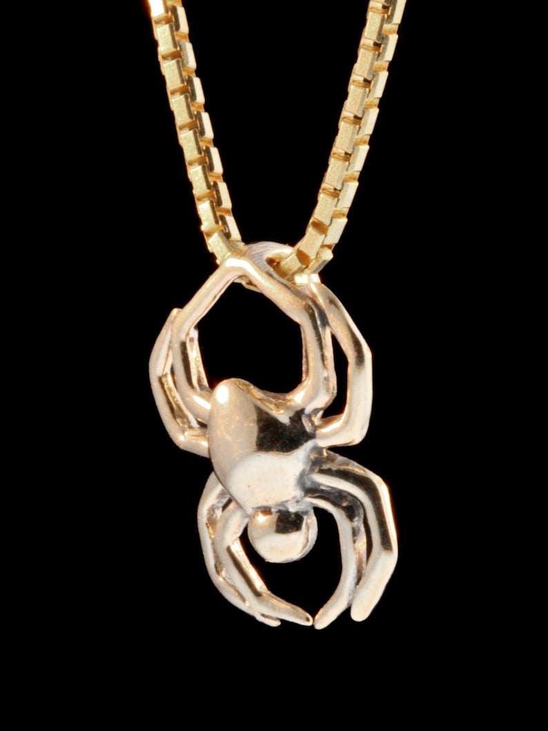 Gold Spider Necklace - Solid 14K Gold Spider Charm Spider Pendant ...