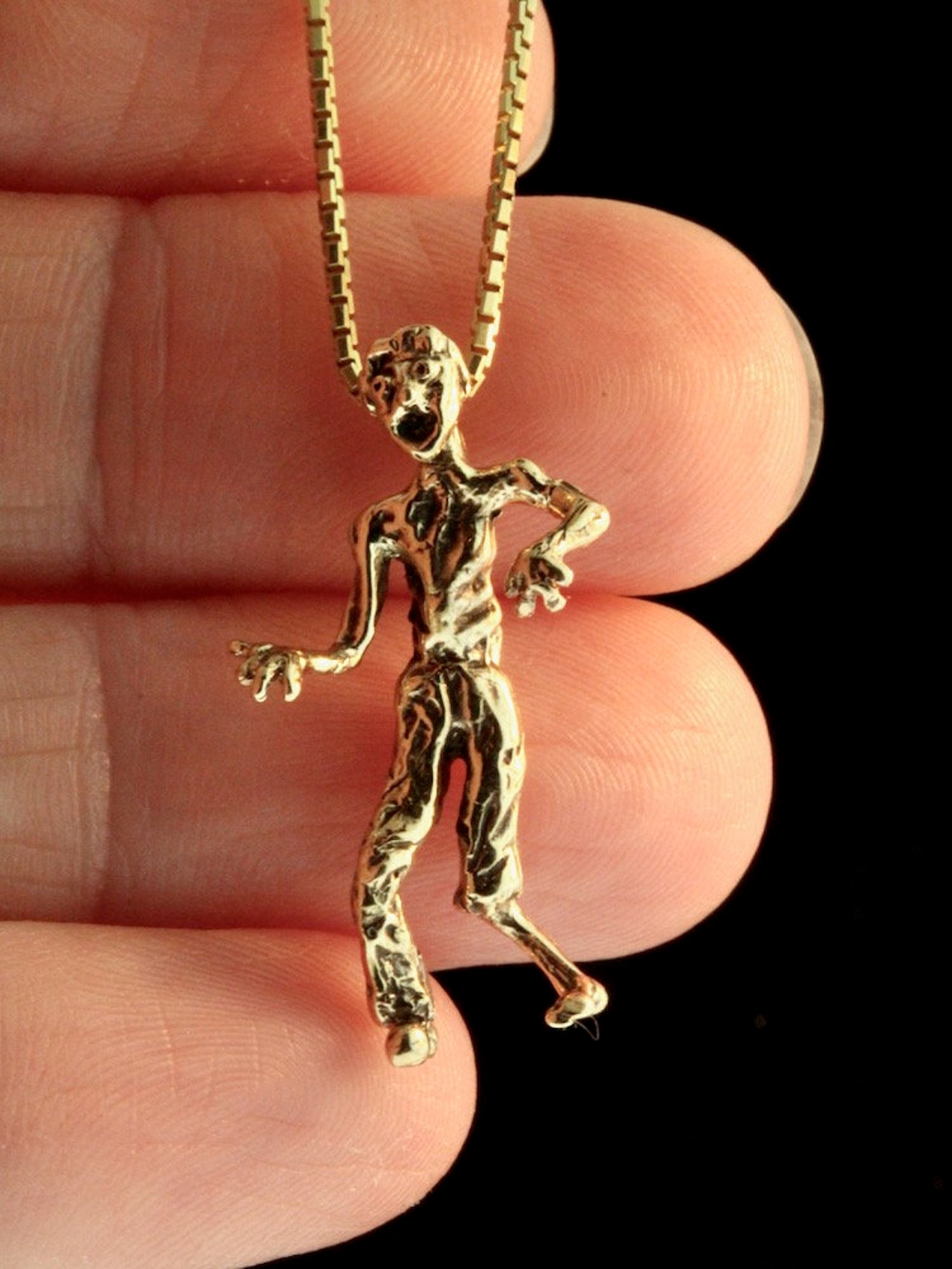 Solid 14k Gold Zombie Necklace Zombie Charm Walking Dead | Etsy