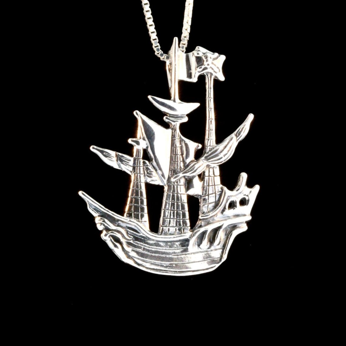 Pirate Ship Pendant - Sterling Silver - Queen Anne's Revenge - Etsy