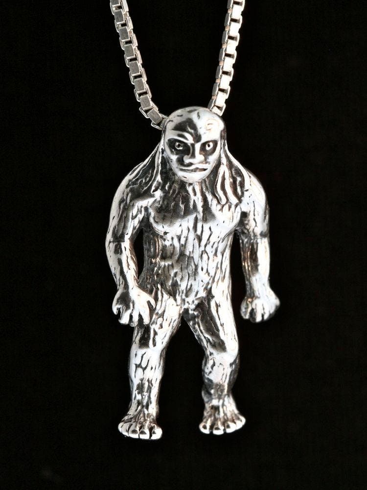 Bigfoot Pendant Silver Necklace Bigfoot Charm Sterling Silver Sasquatch ...