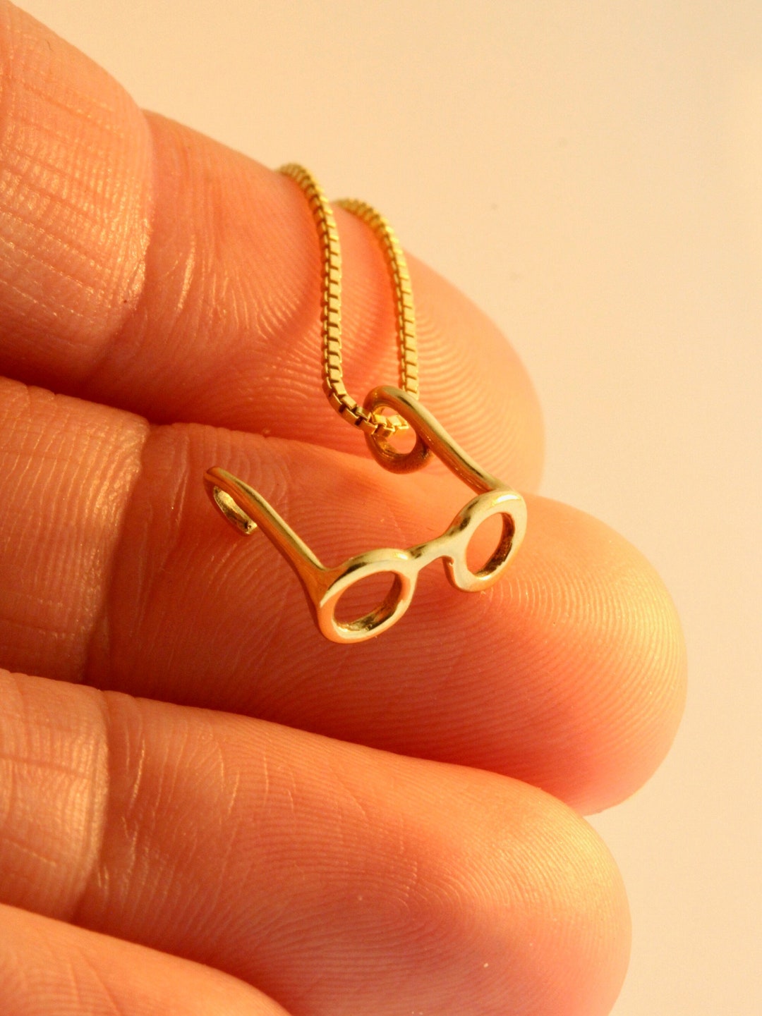 Tiny 14k Gold Spectacles Charm Tiny Gold Charm Glasses Fantasy Charm ...