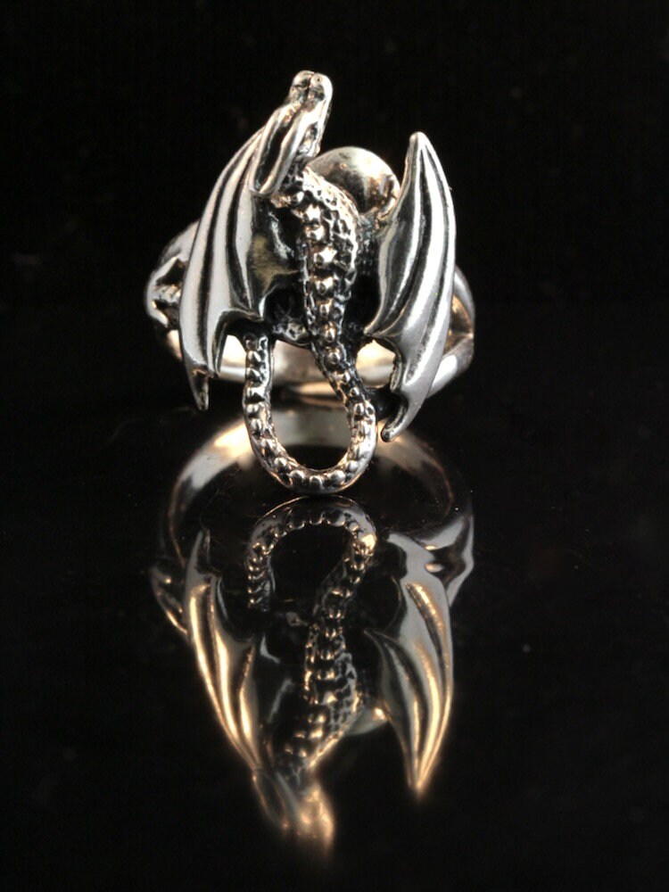 Sterling Silver Glider Dragon Ring – Gothic Statement Jewelry - Etsy