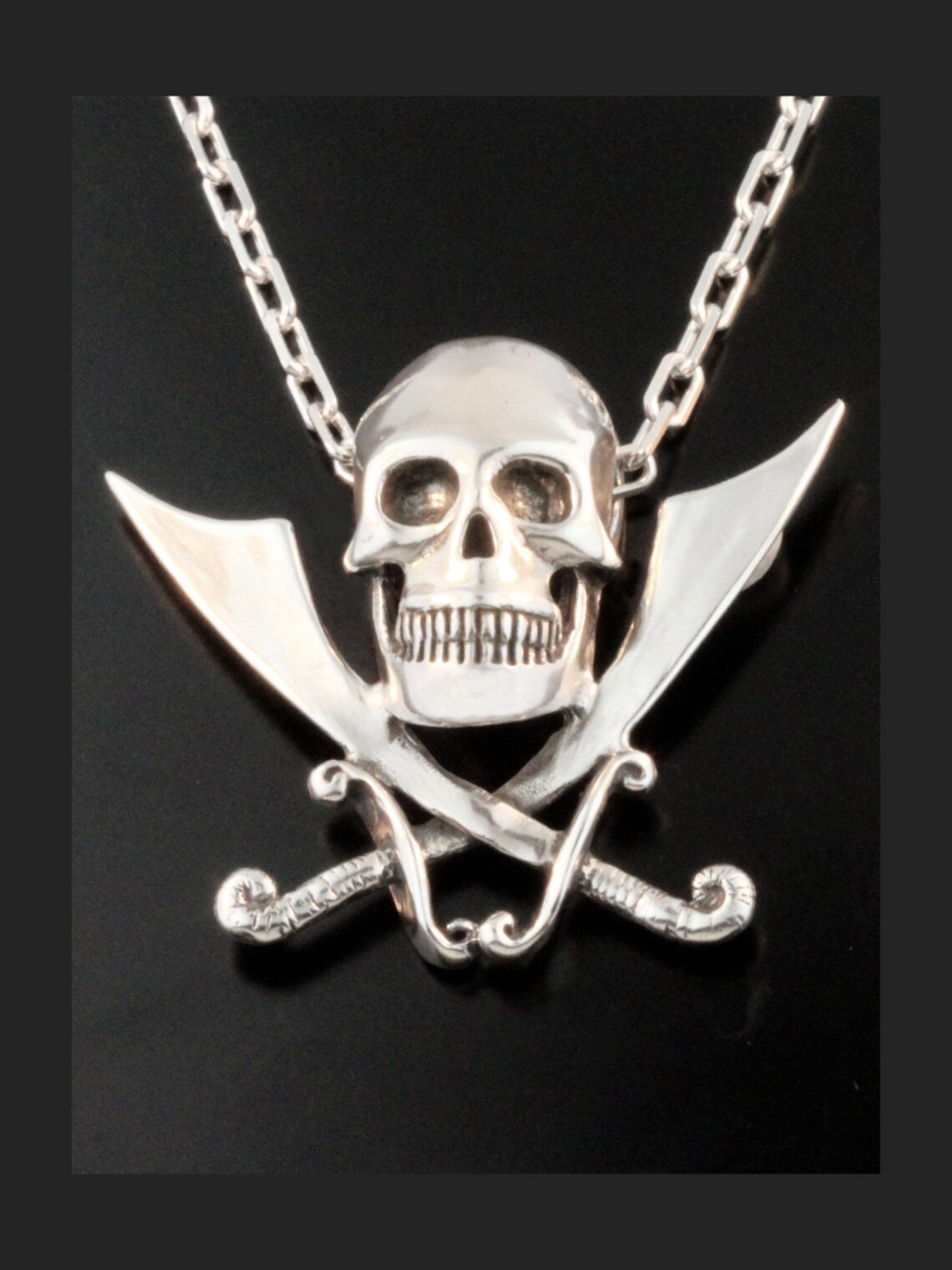 Skull Necklace Skull and Crossed Cutlass Necklace Pirate - Etsy