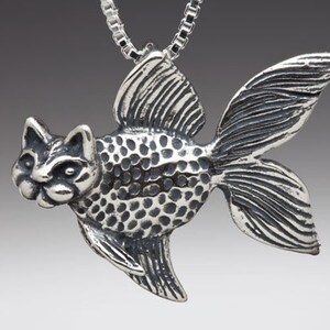 Fish Necklace Cat Necklace Large Silver Catfish Charm Pendant Fish ...