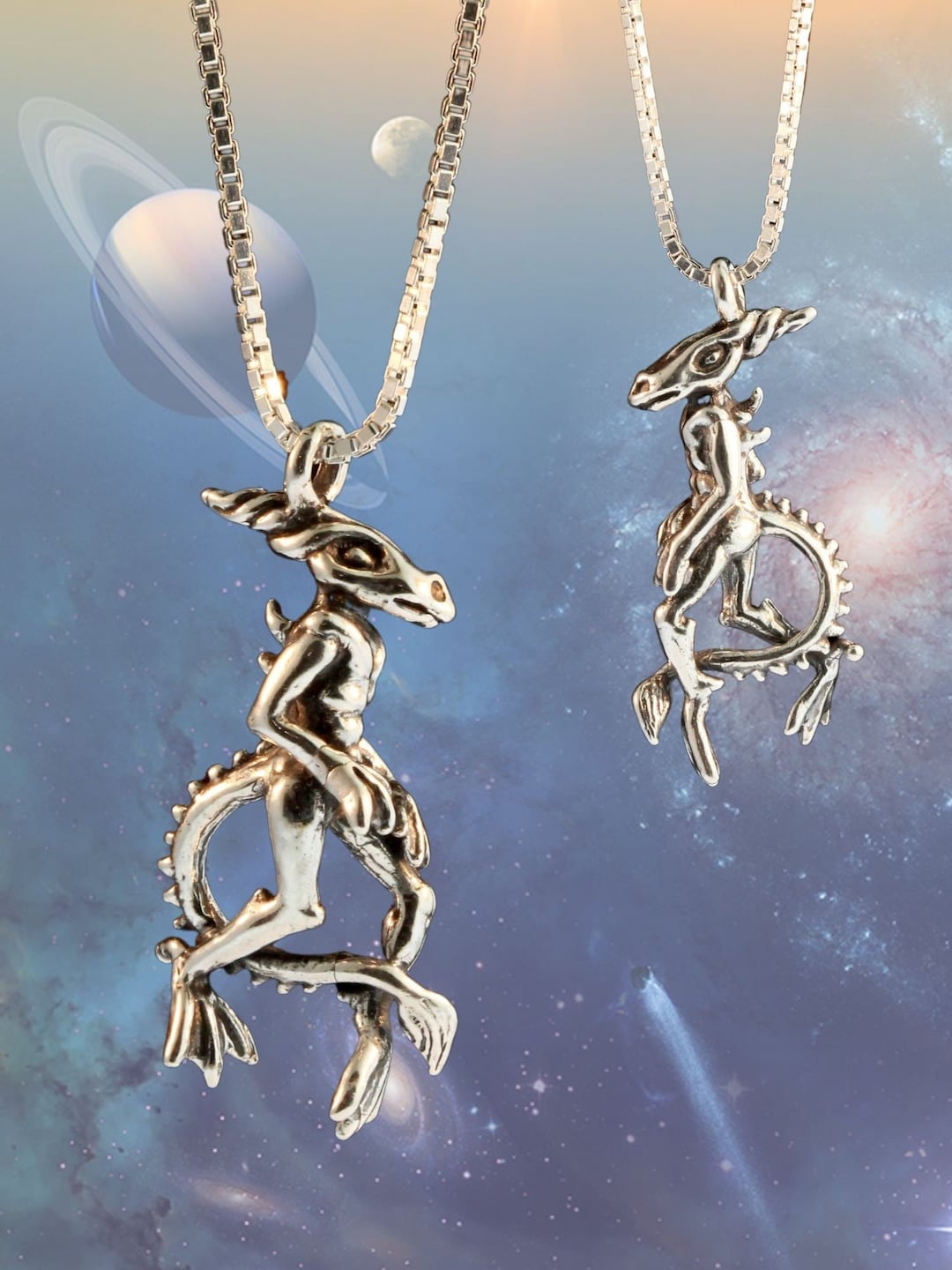 Silver Alien Necklace Alien Charm Sci-fi Jewelry Aqua Alien Charm Alien ...
