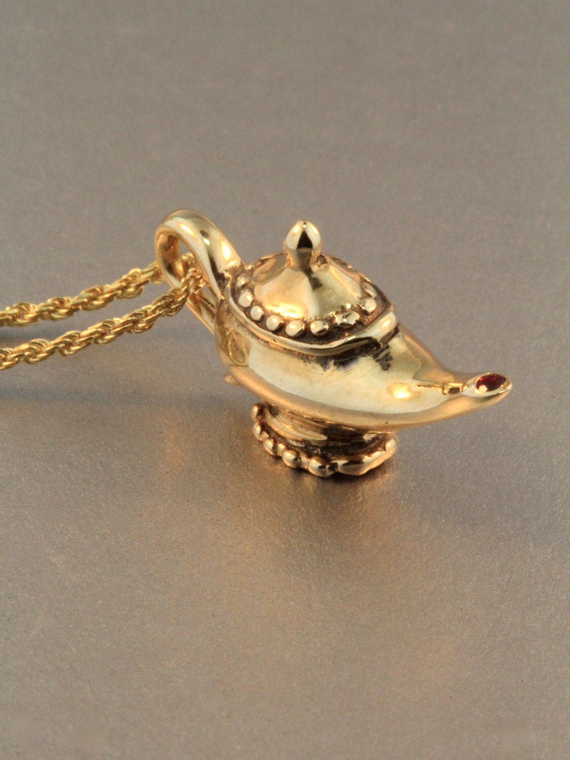 Gold Magic Lamp Necklace 14K Gold Magic Lamp Charm Magic - Etsy