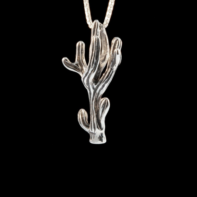 Tiny Cactus Necklace Saguaro Cactus Charm Sterling Silver - Etsy
