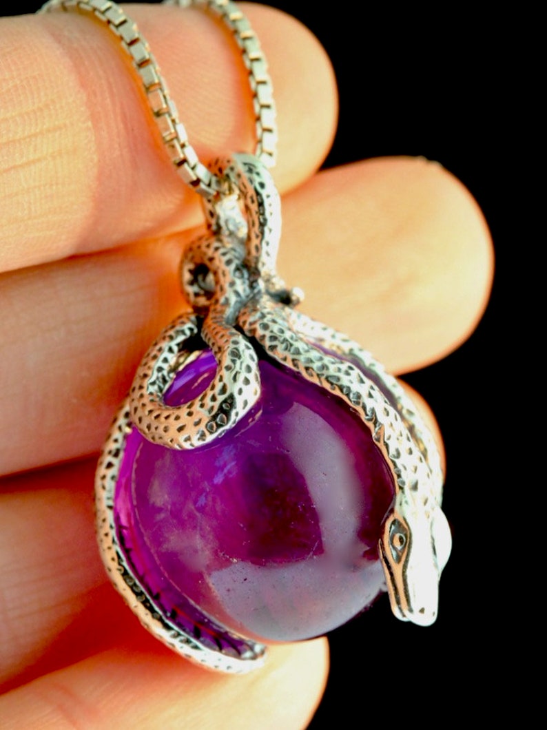 Python Snake Orb Pendant - Sterling Silver - Snake Jewelry - Etsy
