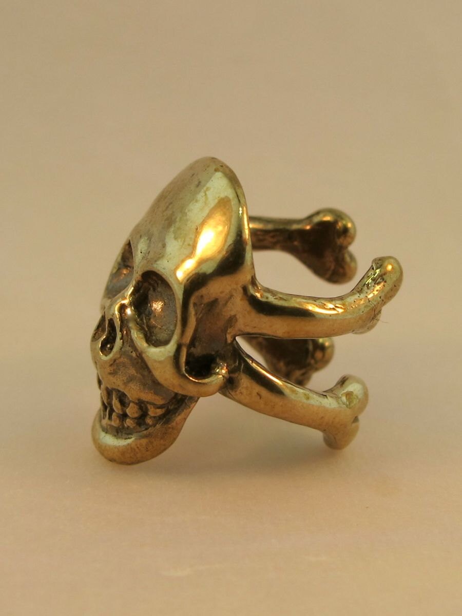 Skull Ear Cuff Bronze Skull Earring Skull and Crossbone Ear | Etsy