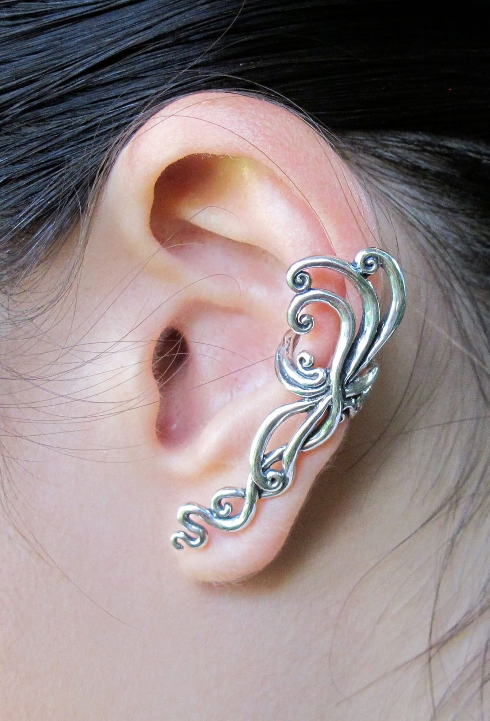 Ear Cuff Silver Ear Wrap Siren's Song Ear Cuff Swirl Ear - Etsy