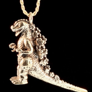 Godzilla Pendant - Solid 14K Gold - Monster - Lizard Charm Necklace ...