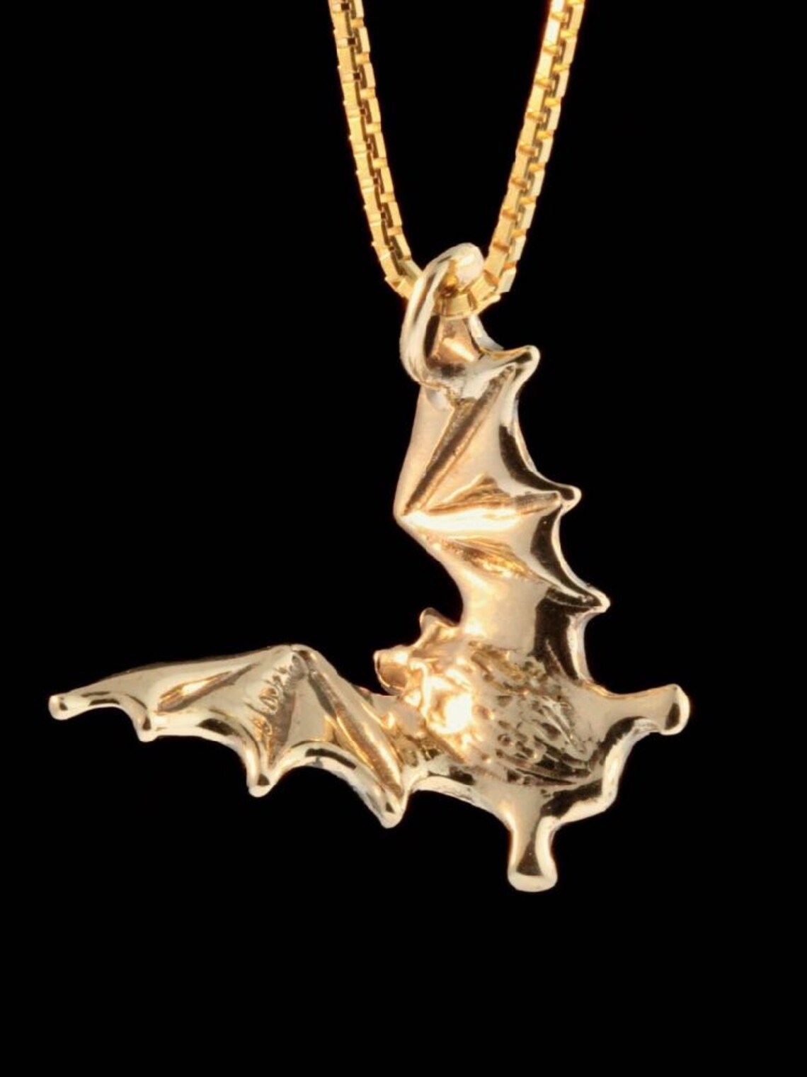 Gold Bat Necklace Bat Jewelry 14k Gold Charm Vampire Bat Charm | Etsy