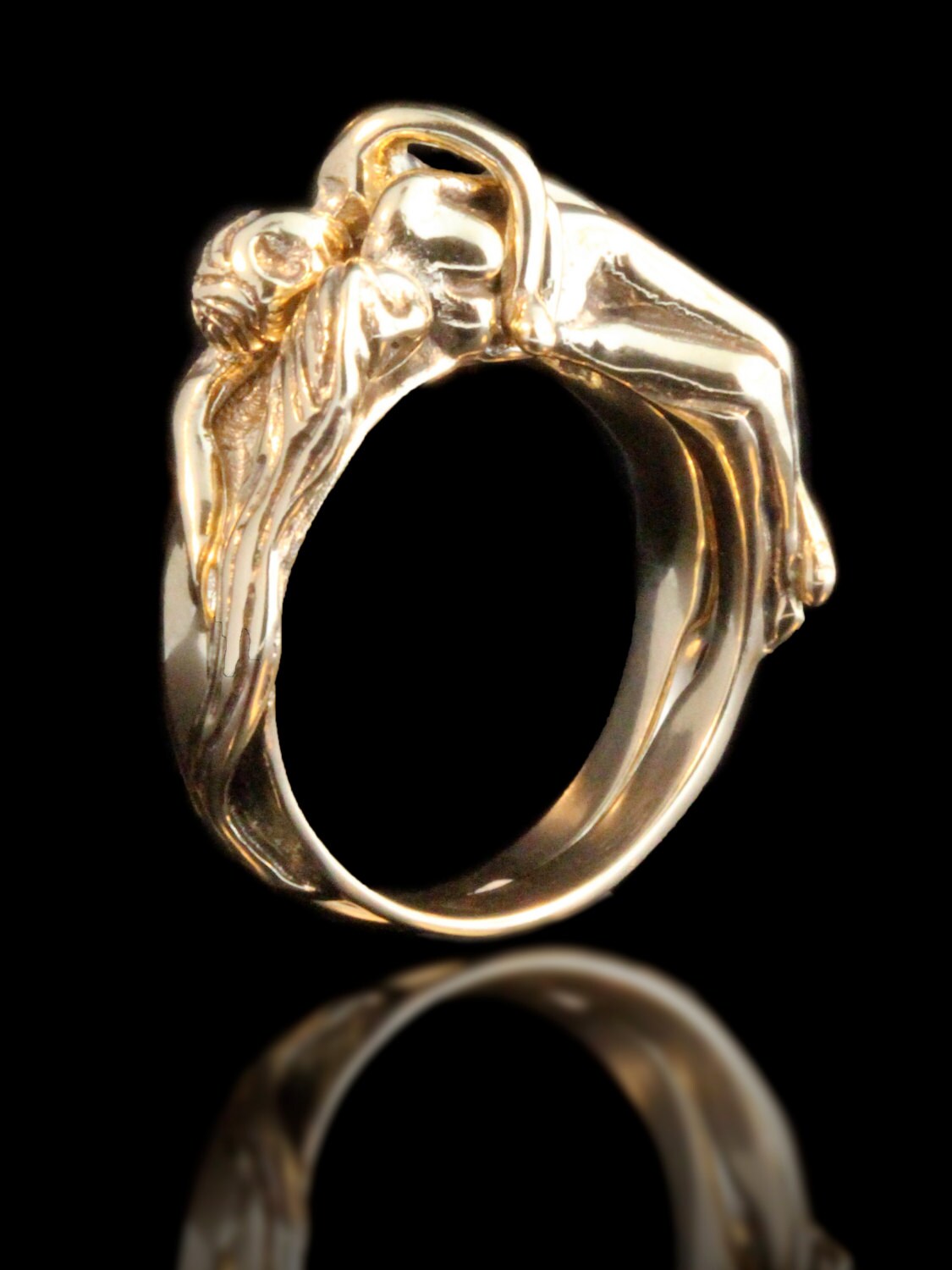 Gold Wedding Ring People Ring Puzzle Ring 14k Gold Spooning | Etsy