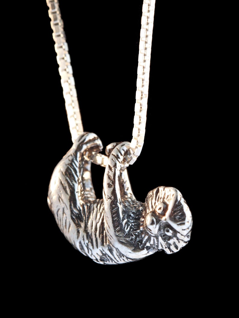 Sloth Necklace Silver Tree Sloth Charm Tree Sloth Necklace - Etsy