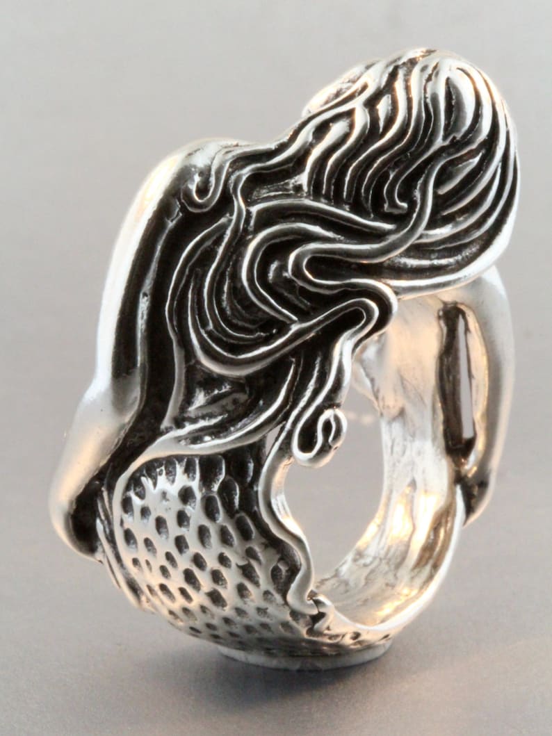 Silver Mermaid Ring Silver Ring Mermaid Jewelry - Etsy