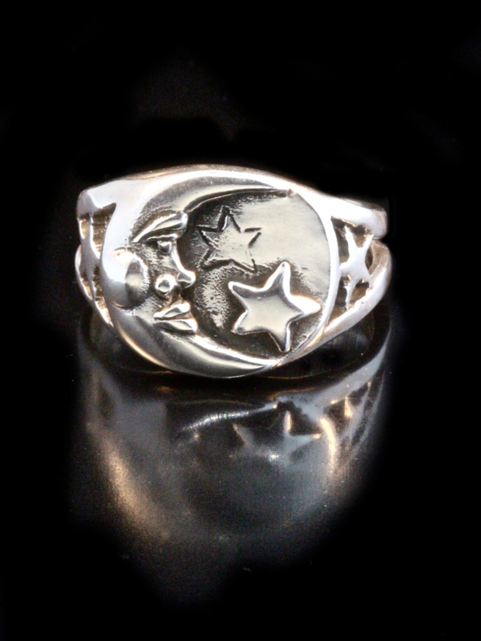 Moon and Star Ring - Sterling Silver - Constellation Moon Ring - Etsy