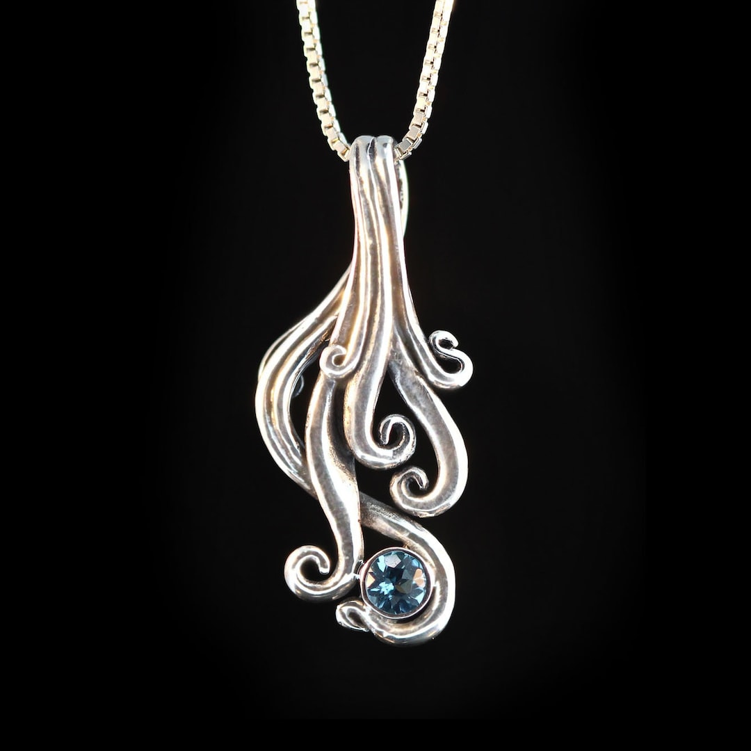 Wave Necklace Silver Waterfall Jewelry Cascade Waterfall Necklace Ocean ...