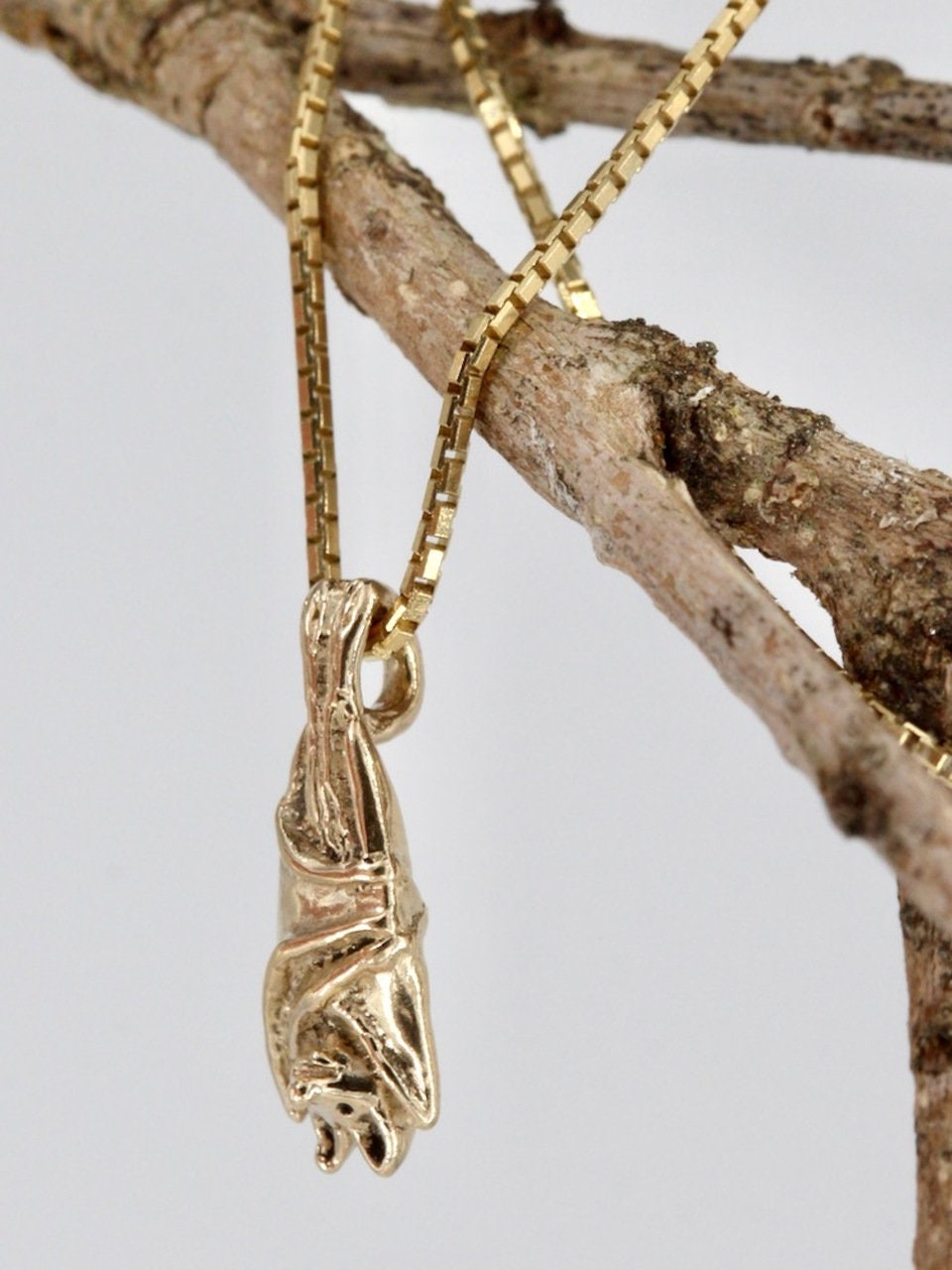 Tiny 14k Gold Bat Charm Necklace Tiny Solid 14k Gold Charm | Etsy