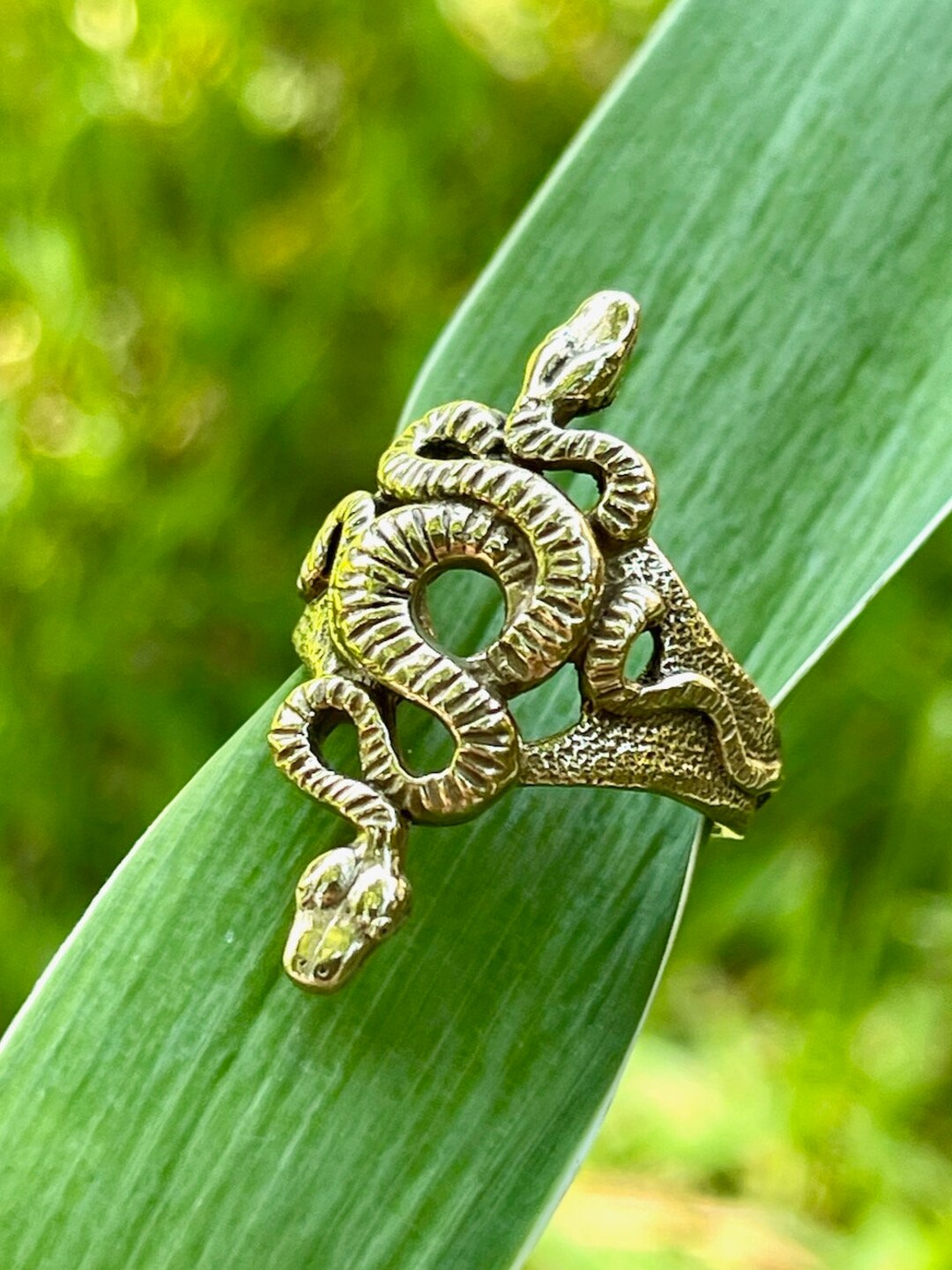 Alpha Omega Snake Ring - Solid 14K Gold - Serpent Ring - Etsy