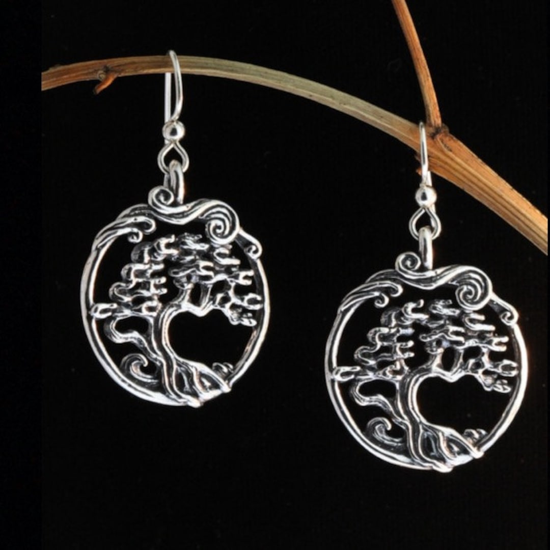 Silver Tree Earrings Silver Cypress Tree Earrings Bonsai Tree Earrings ...