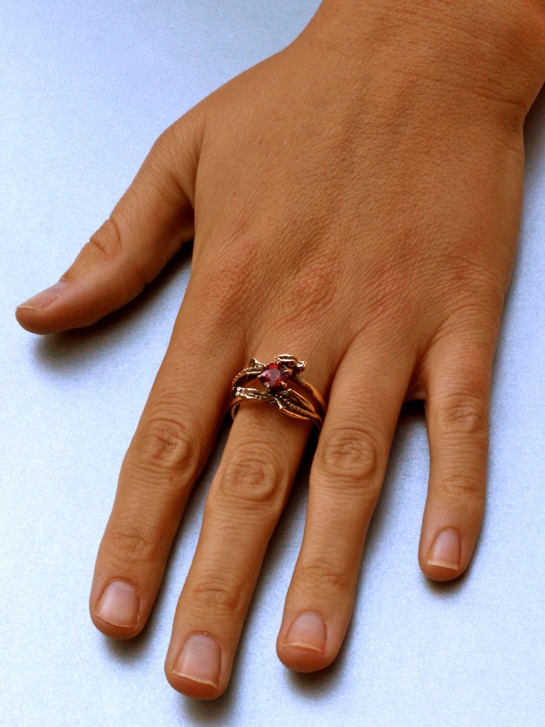 Dragon Ring Gold 14K Gold Double Dragon Eternity Ring With - Etsy