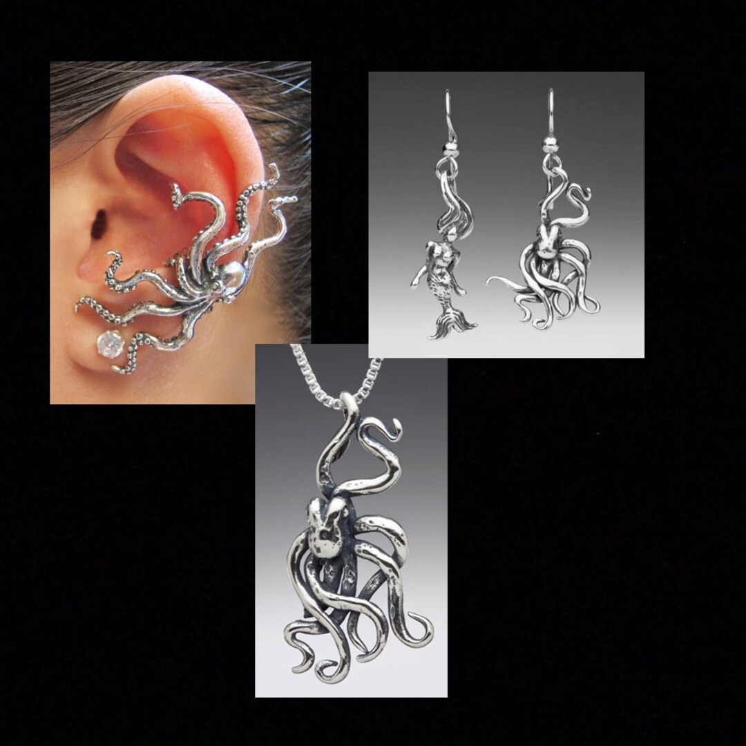 Octopus Necklace and Earring Set Black Friday Special Tentacle Earrings ...
