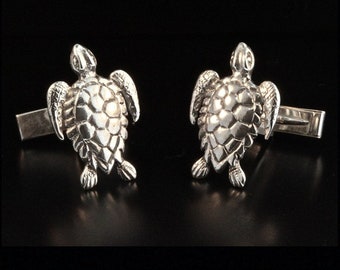 Turtle Shell - Antique Silver Plated Cufflinks, Steampunk Cuff Links ...