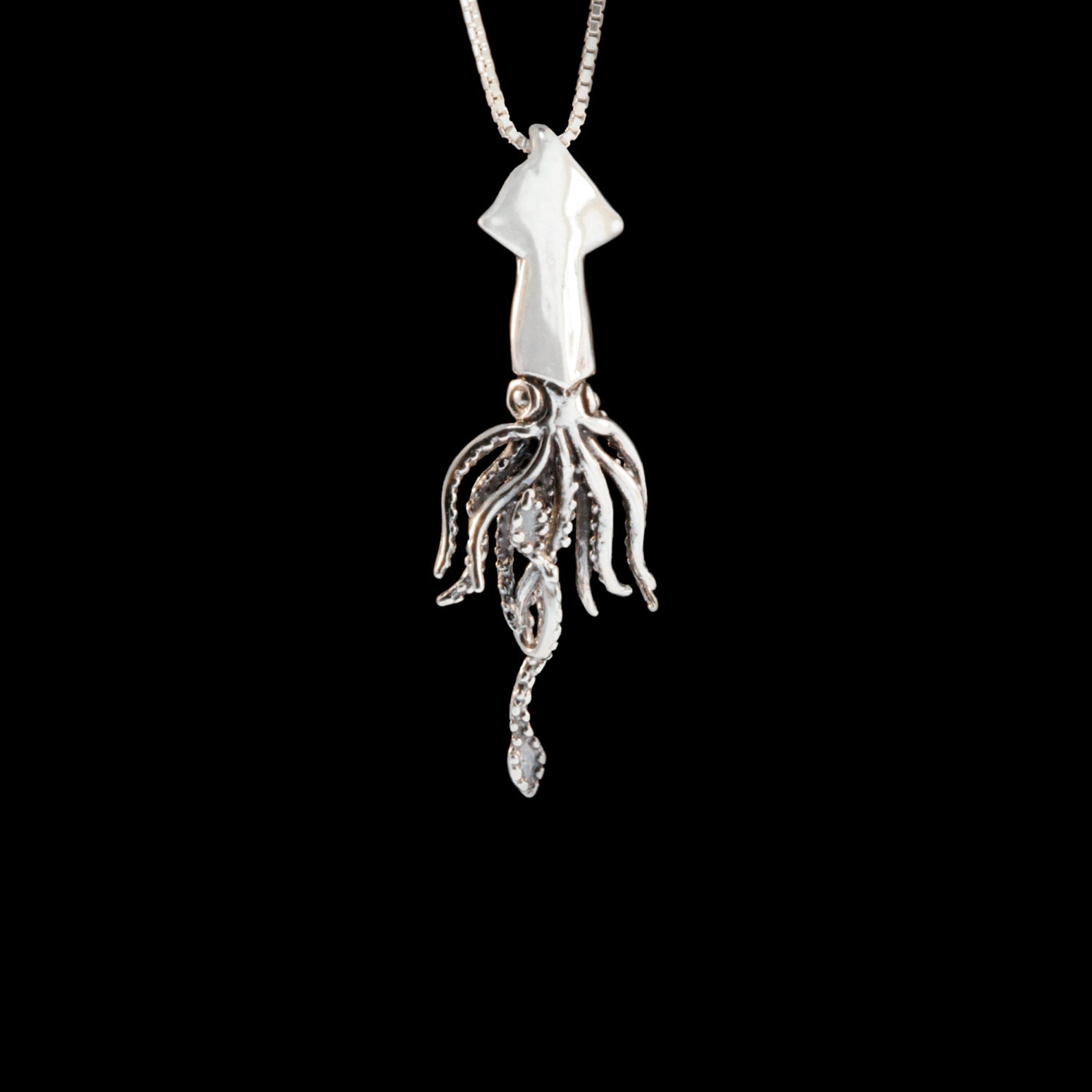 Squid Necklace Silver Squid Charm Squid Jewelry Kraken - Etsy UK