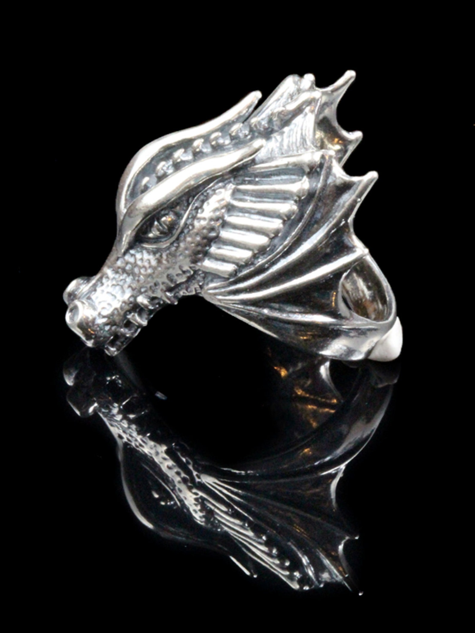 Valor Dragon Ring - Sterling Silver - Ashen Wyrm Ring - Etsy