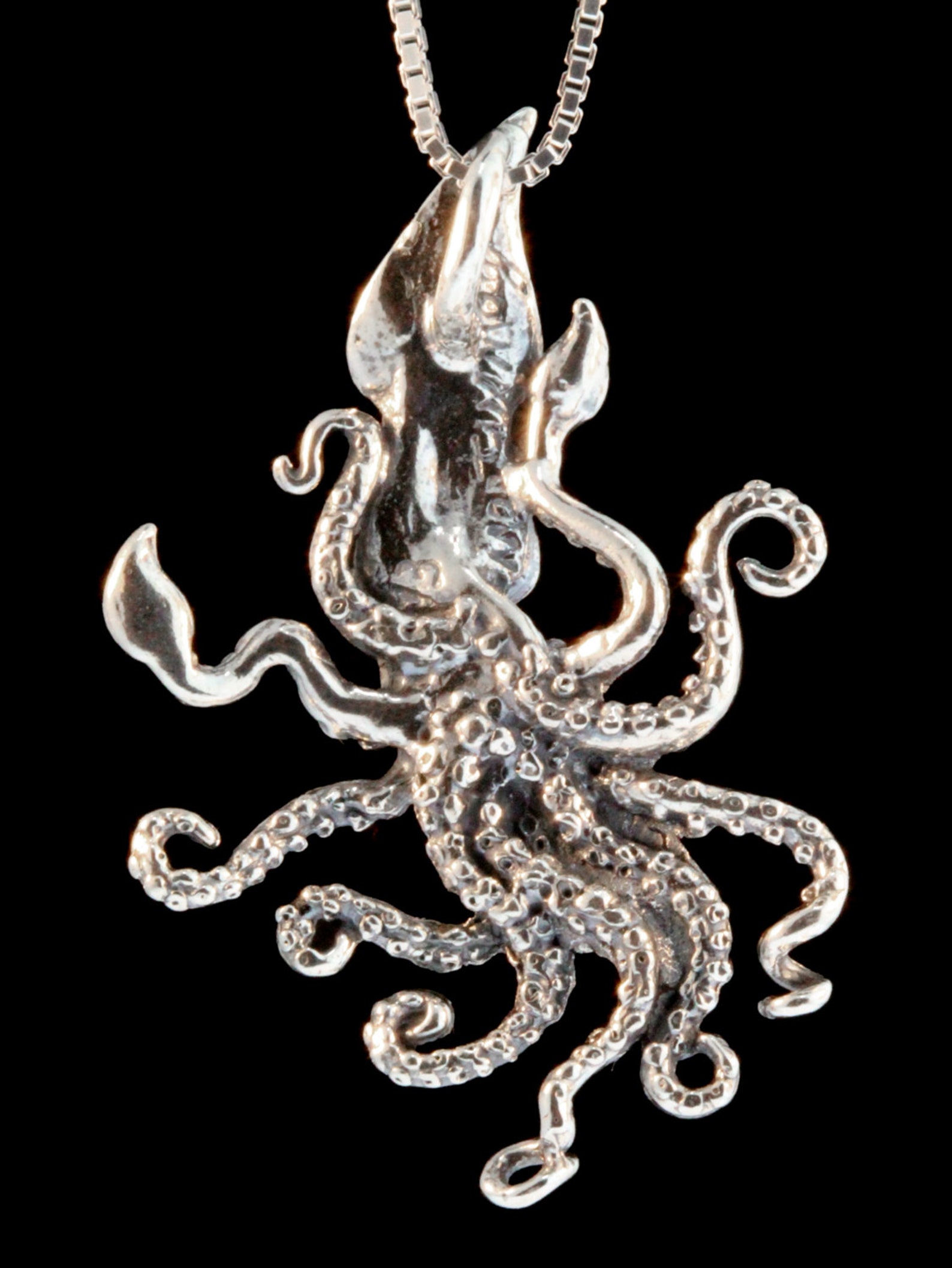 Kraken Necklace Squid Necklace Silver Kraken Jewelry Squid - Etsy