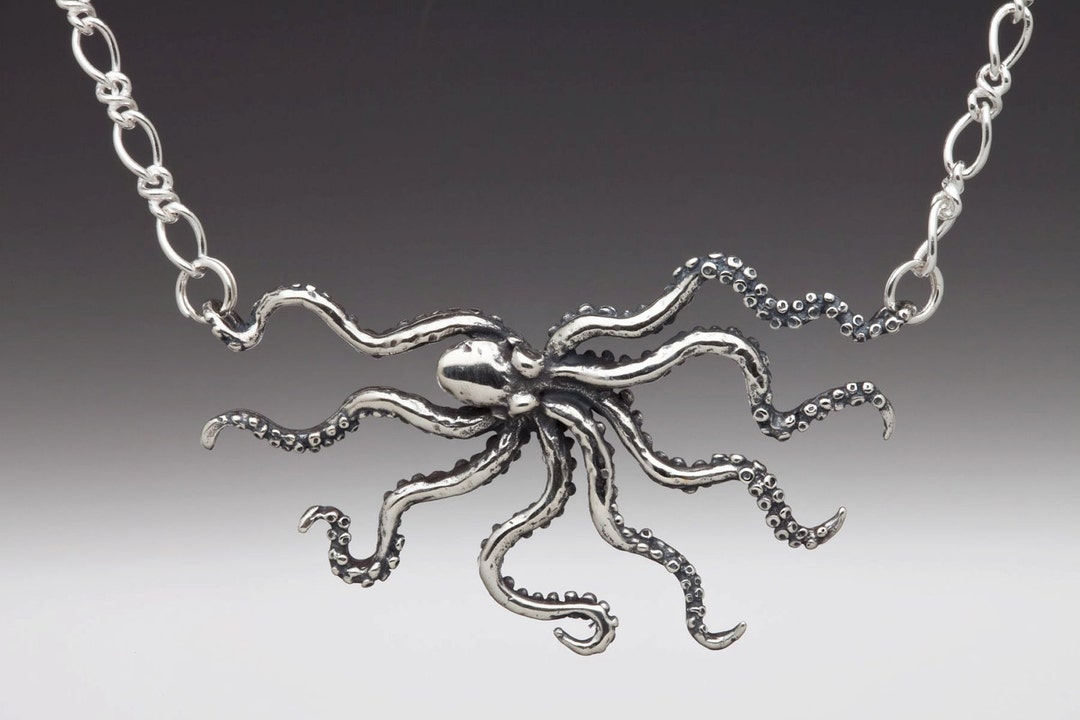 Swimming Octopus Neckpiece With Figure Eight Chain - Sterling Silver ...