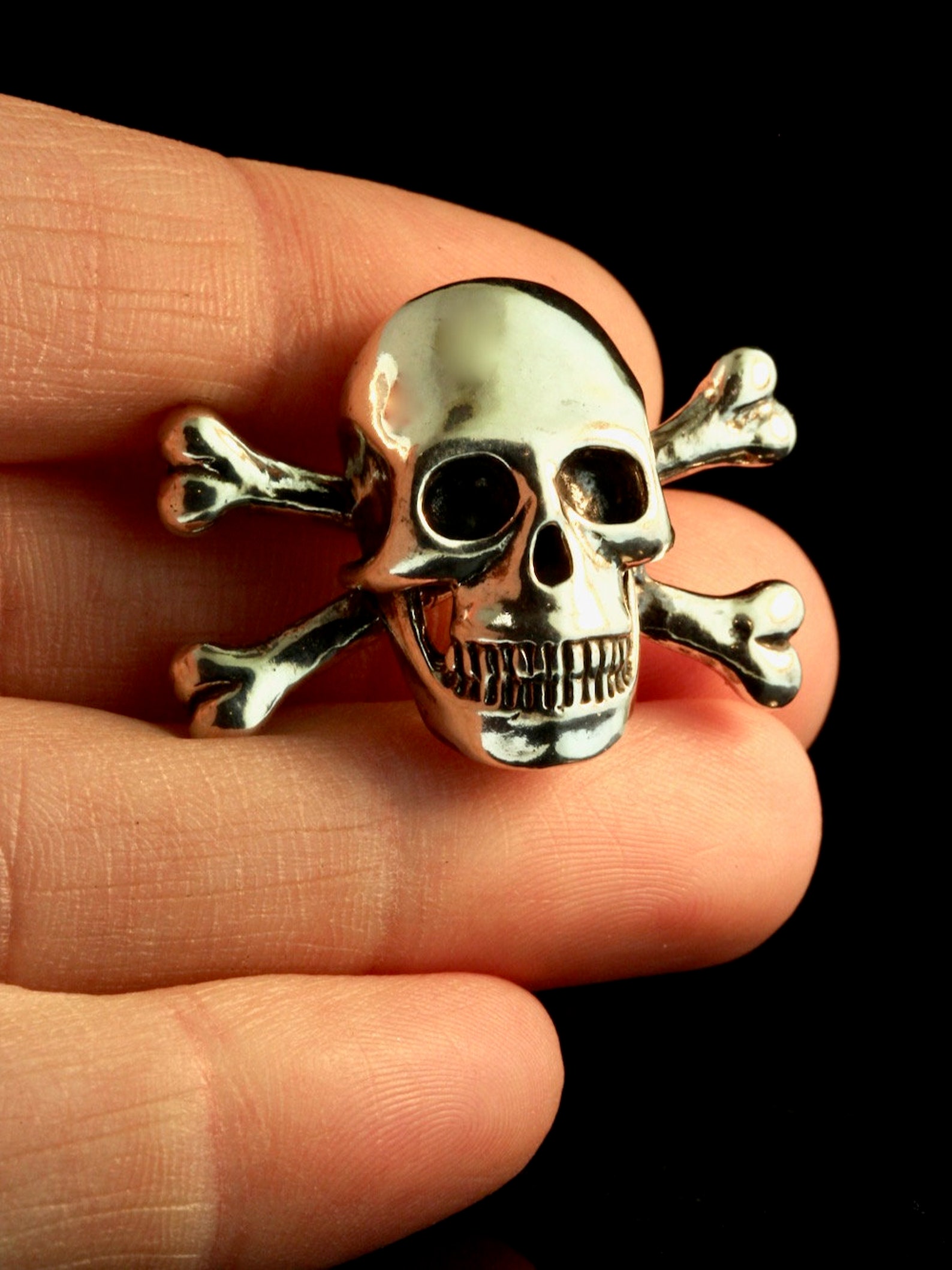 Silver Skull and Crossbones Pin Sterling Silver Skull and Cross Bones ...