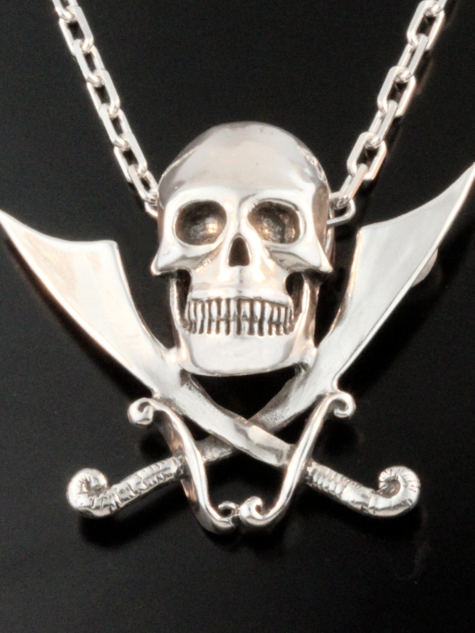 Skull Necklace Skull and Crossed Cutlass Necklace Pirate - Etsy