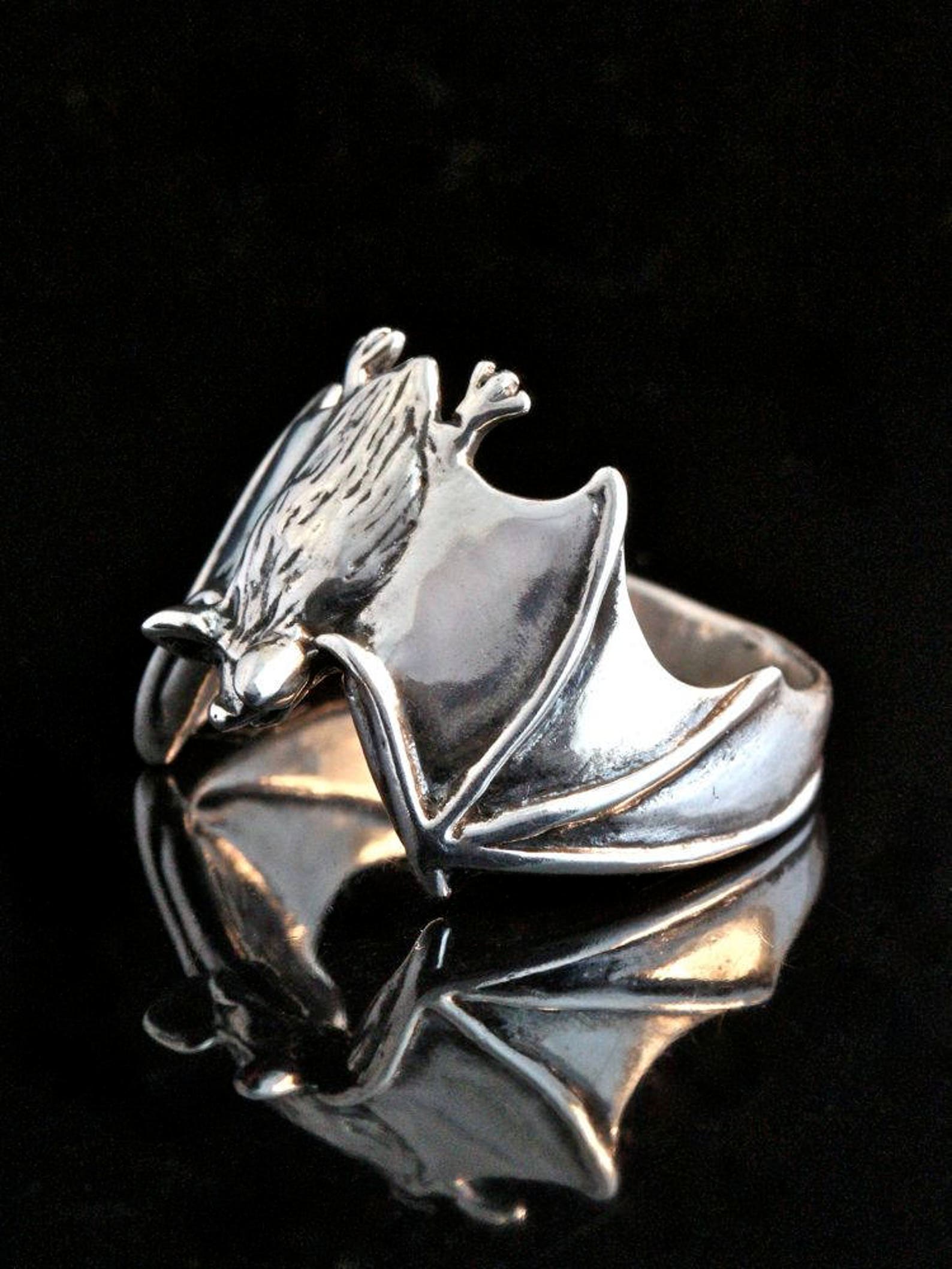 Silver Bat Ring Silver Classic Bat Ring Bat Jewelry Halloween Ring ...