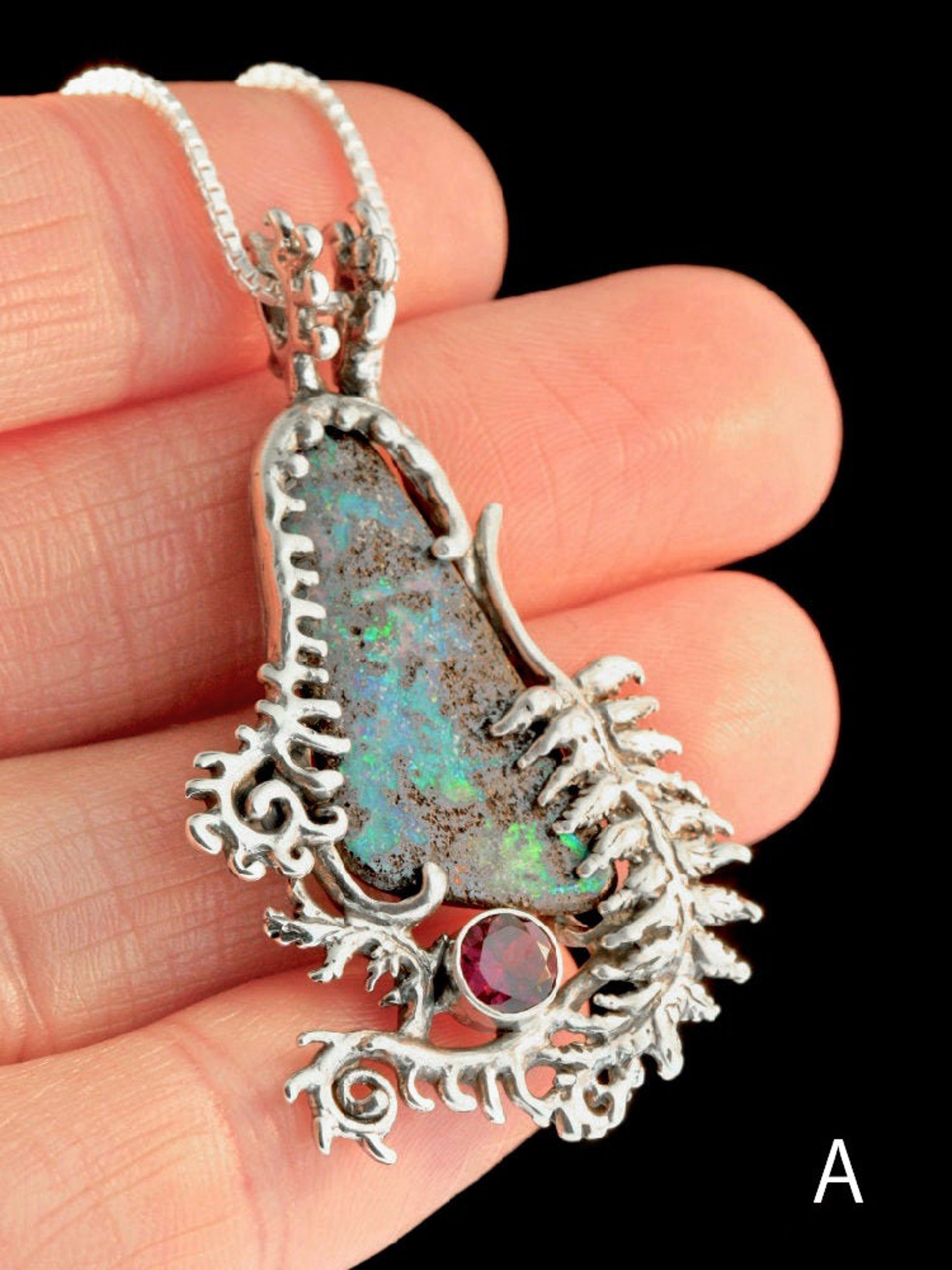 Boulder Opal Necklace Fern Necklace Fern Jewelry Fern Gully | Etsy