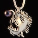 Angler Fish Necklace Fish Charm Fish Pendant With Black Pearl Angler ...