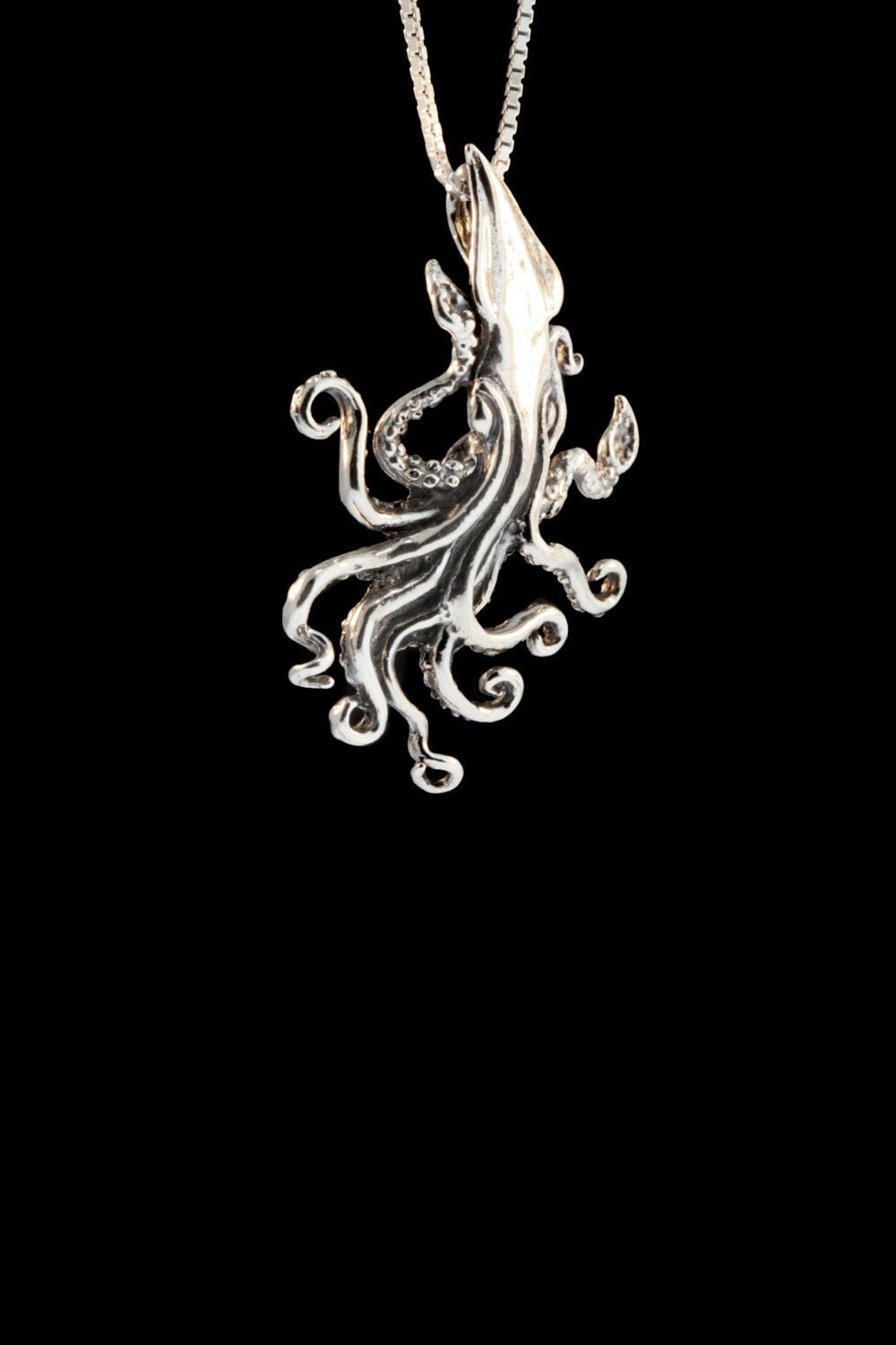 Kraken Necklace Squid Necklace Silver Kraken Jewelry Squid | Etsy