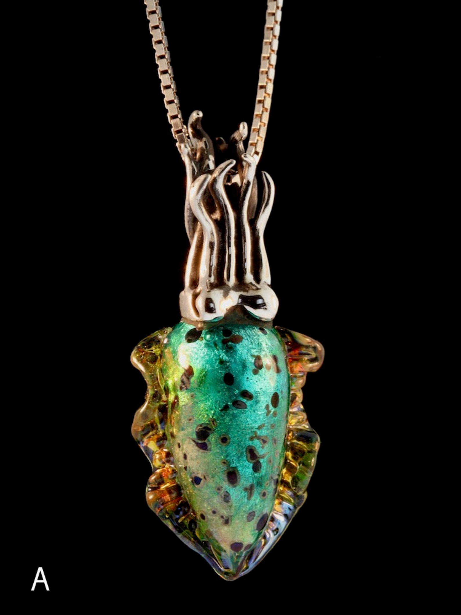 Cuttlefish Necklace Tentacle Pendant Dichroic Glass Jewelry | Etsy