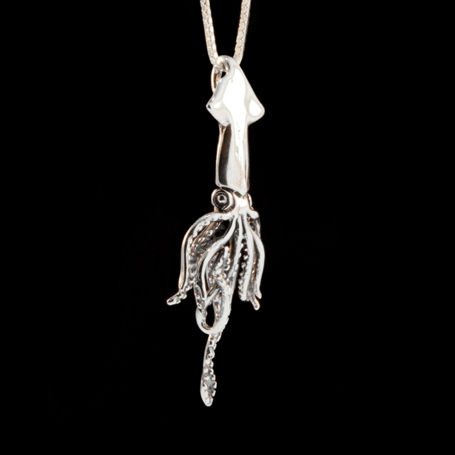 Squid Necklace Silver Squid Charm Squid Jewelry Kraken - Etsy UK