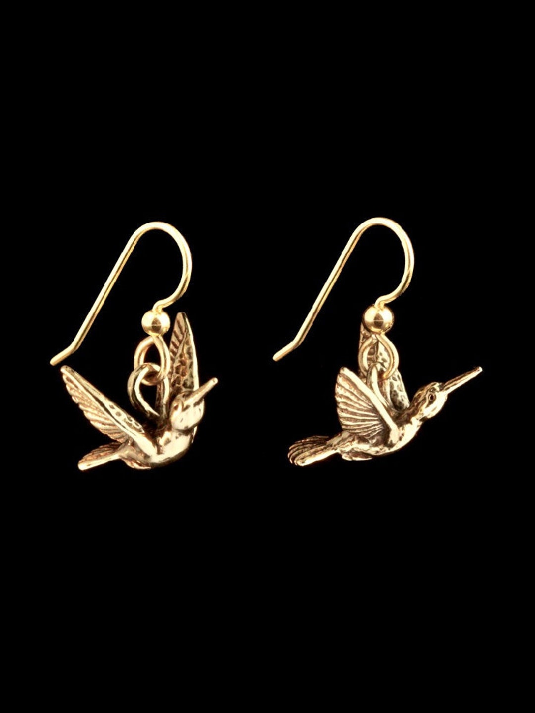 Flitting Hummingbird Earrings 14K Gold Hummingbird Earrings Hummingbird ...