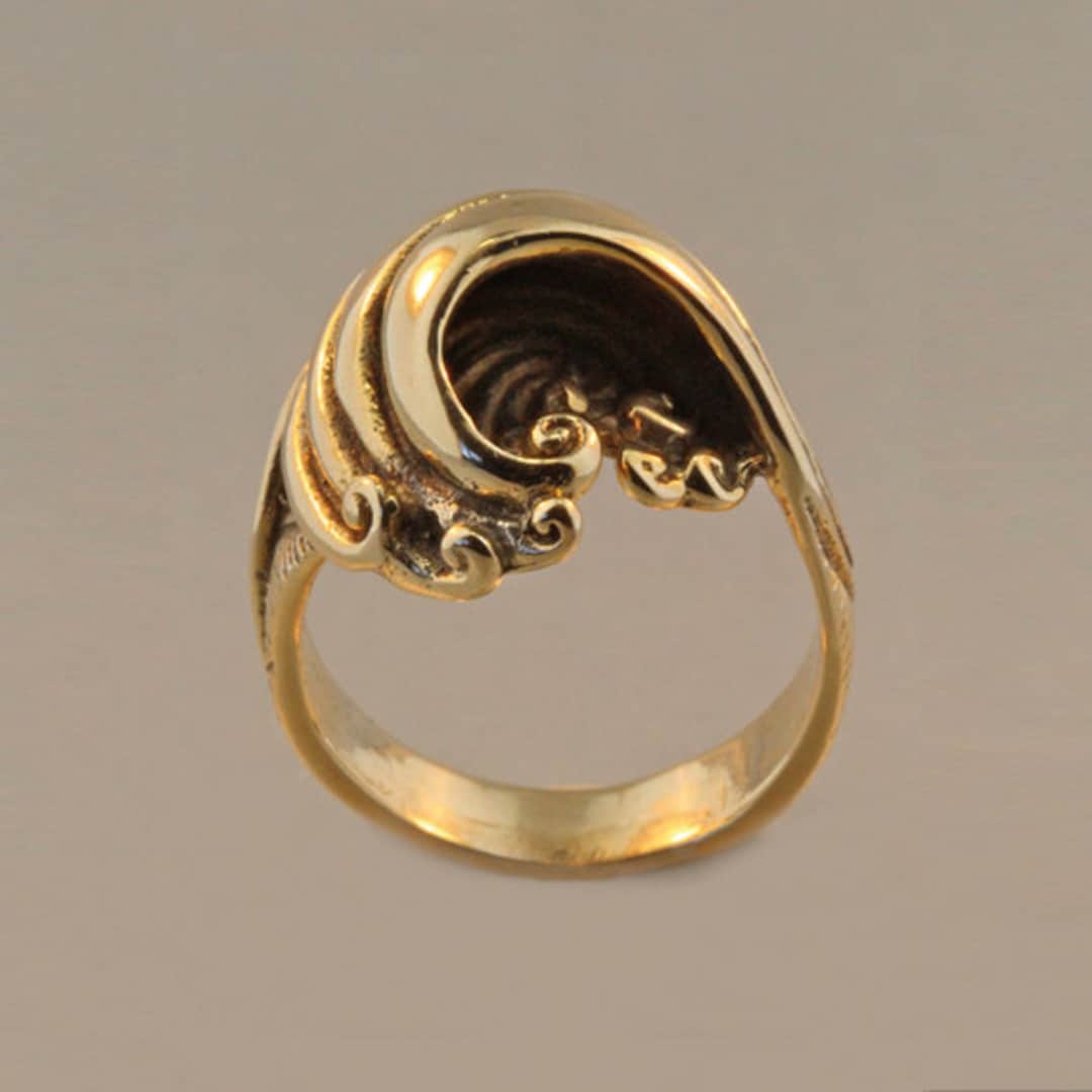Gold Wave Ring Gold Wave Jewelry Ocean Ring Water Ring 14k Gold Statement Ring Handmade Jewelry ...